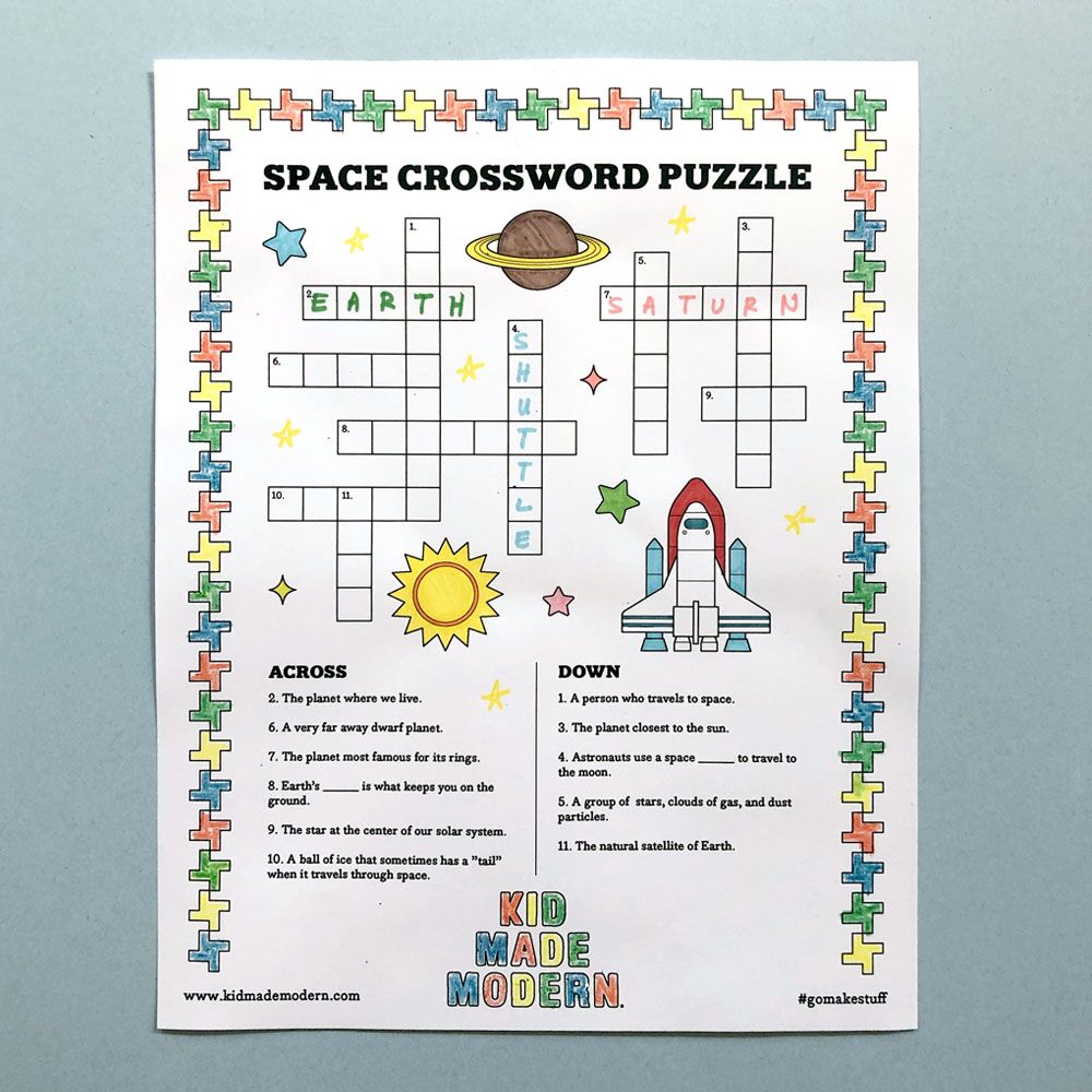 Free Space Crossword Puzzle Printable – Kid Made Modern