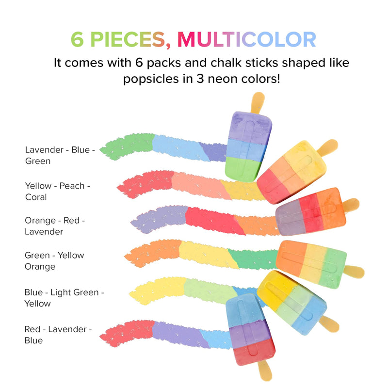 Kid Made Modern Popsicle Glitter Chalk Set - Non-Toxic Ice Cream Chalk